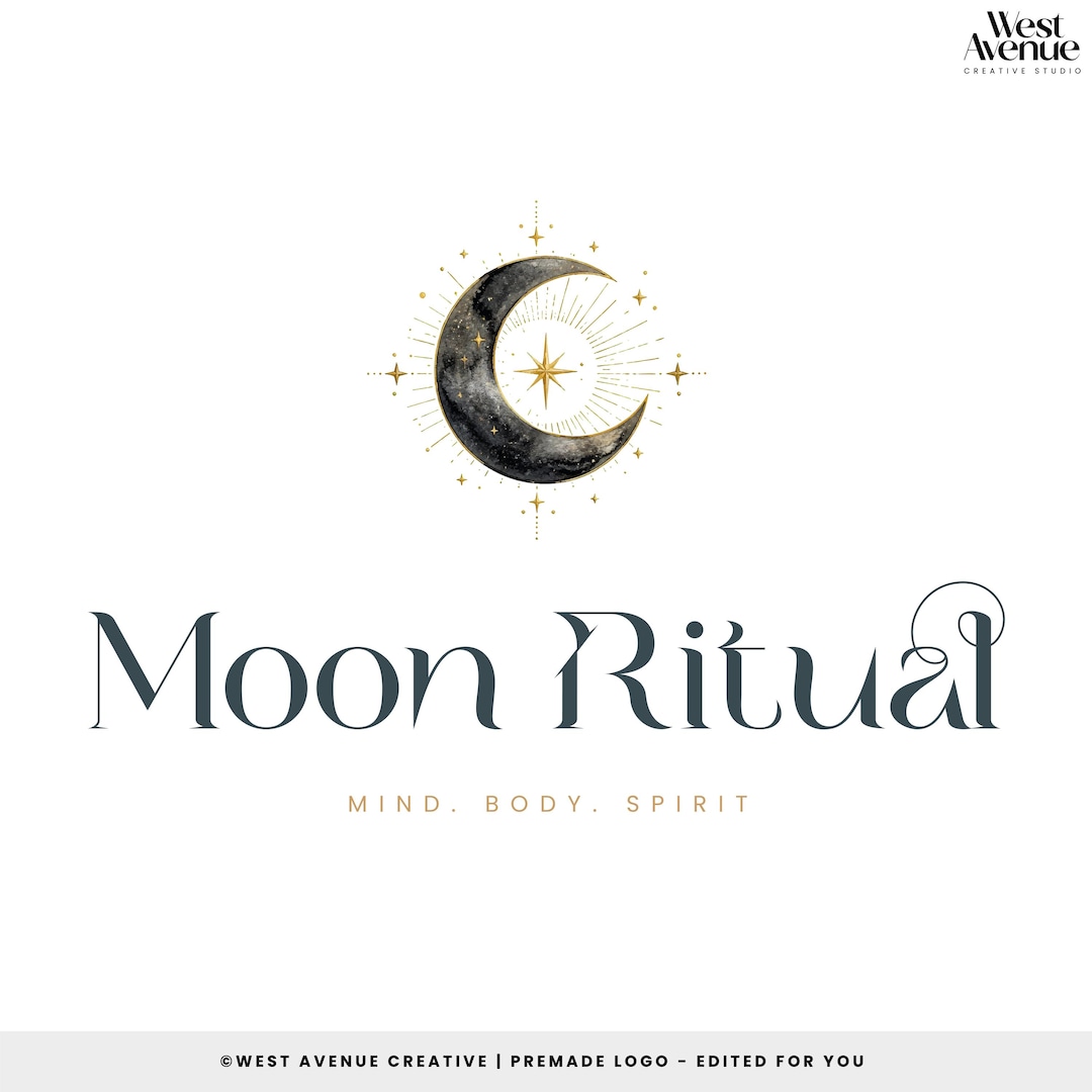 Moon Ritual Premade Logo, Celestial Branding, Spiritual Wellness ...