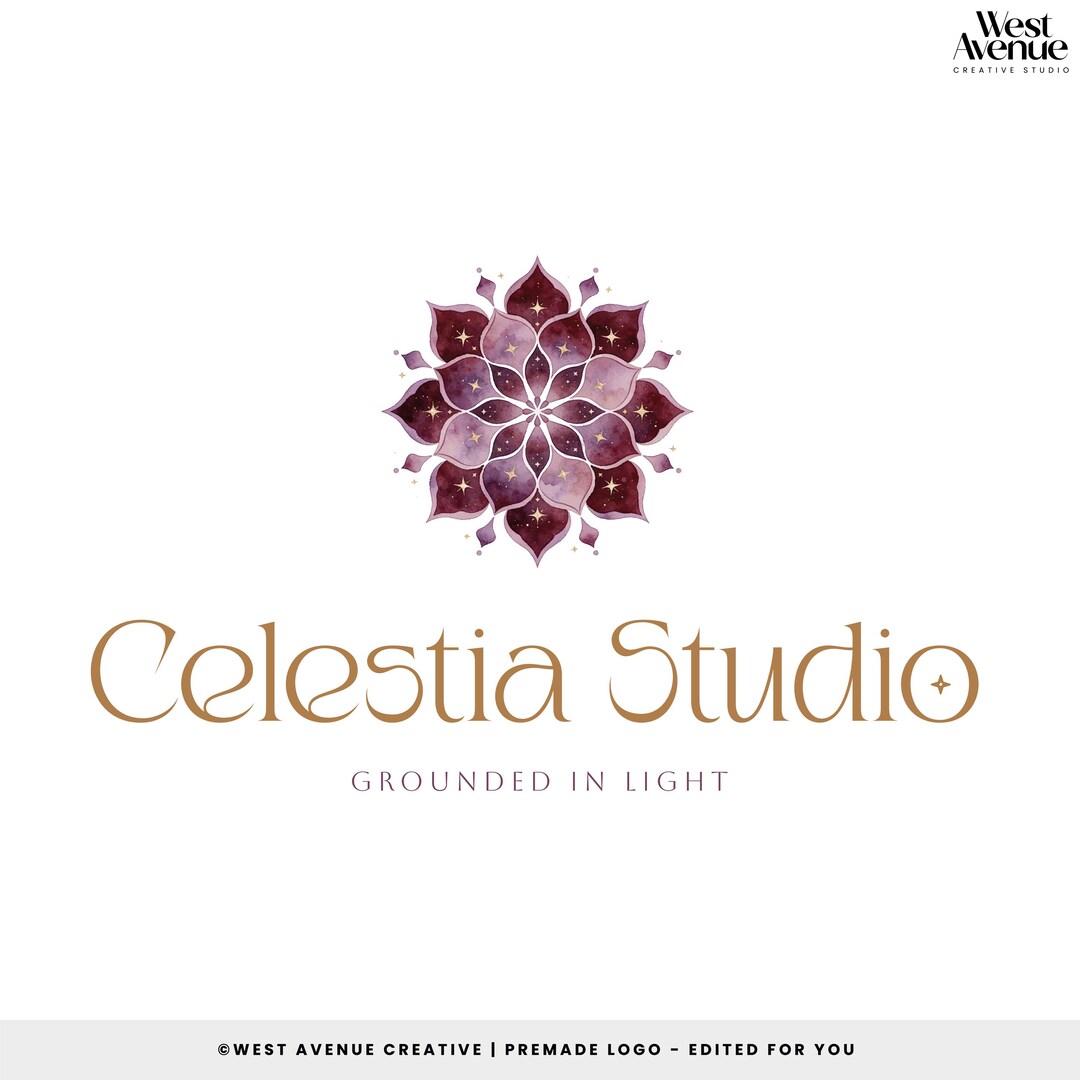 Feminine Mandala Logo Design, Watercolor Branding, Spiritual Business ...