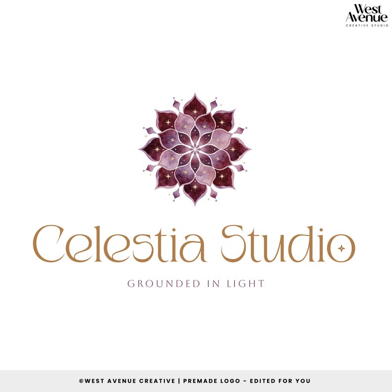 Feminine Mandala Logo Design, Watercolor Branding, Spiritual Business ...