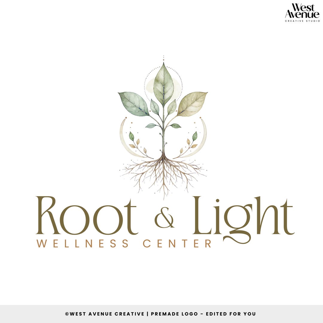 Roots Premade Logo, Wellness Center Logo Design, Holistic Branding for ...