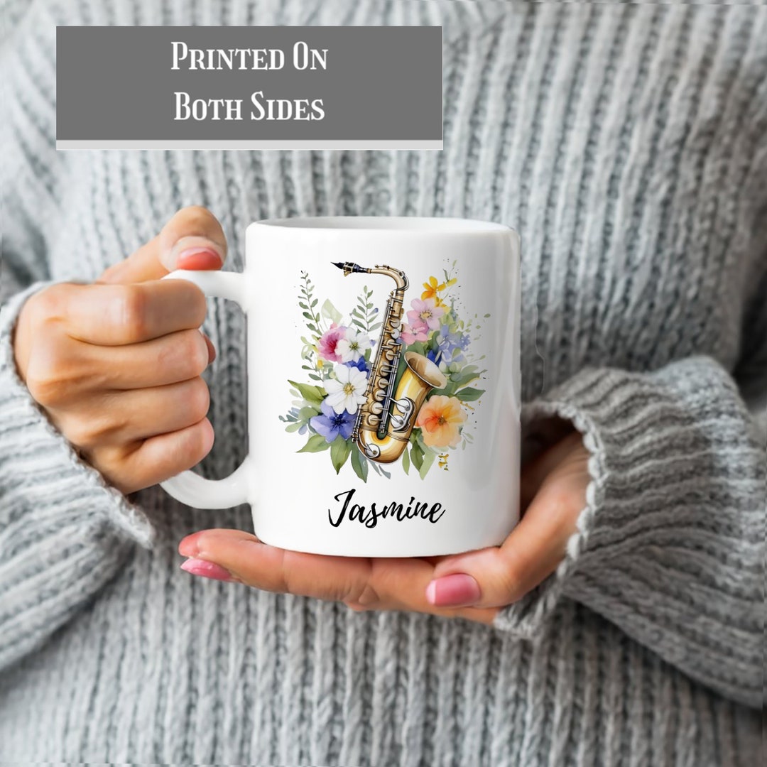 Personalized Saxophone Mug With Flowers saxophone Gifts, Gift for Band ...
