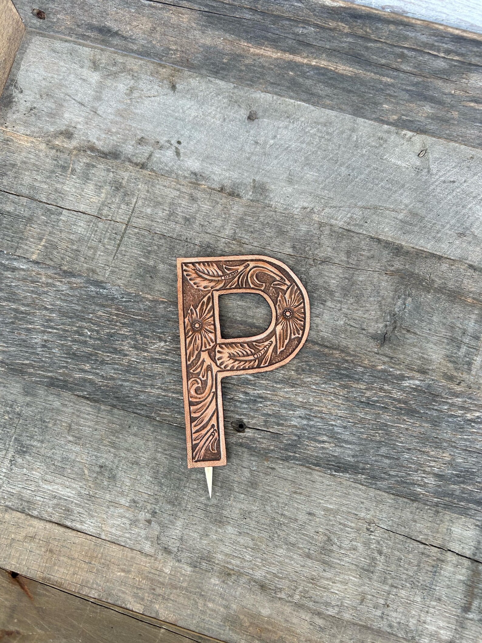 Tooled Leather Cake Topper - Etsy