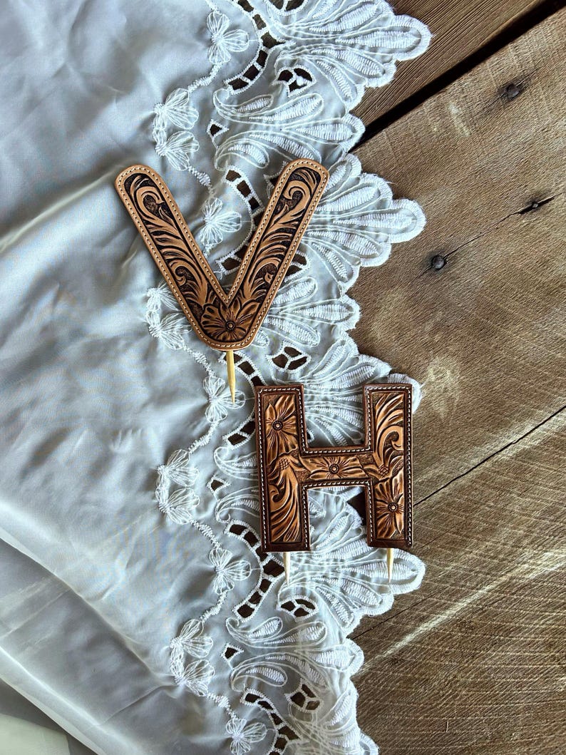 Tooled Leather Cake Topper - Etsy