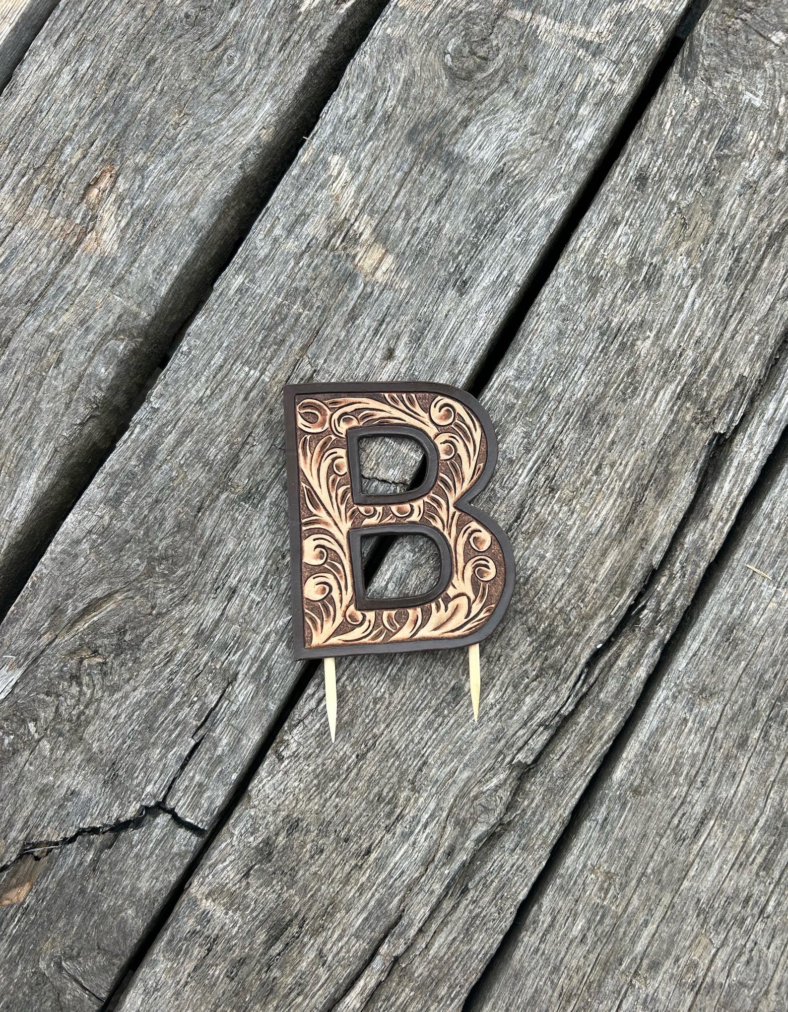 Tooled Leather Cake Topper - Etsy