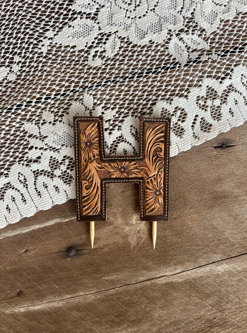 Tooled Leather Cake Topper - Etsy
