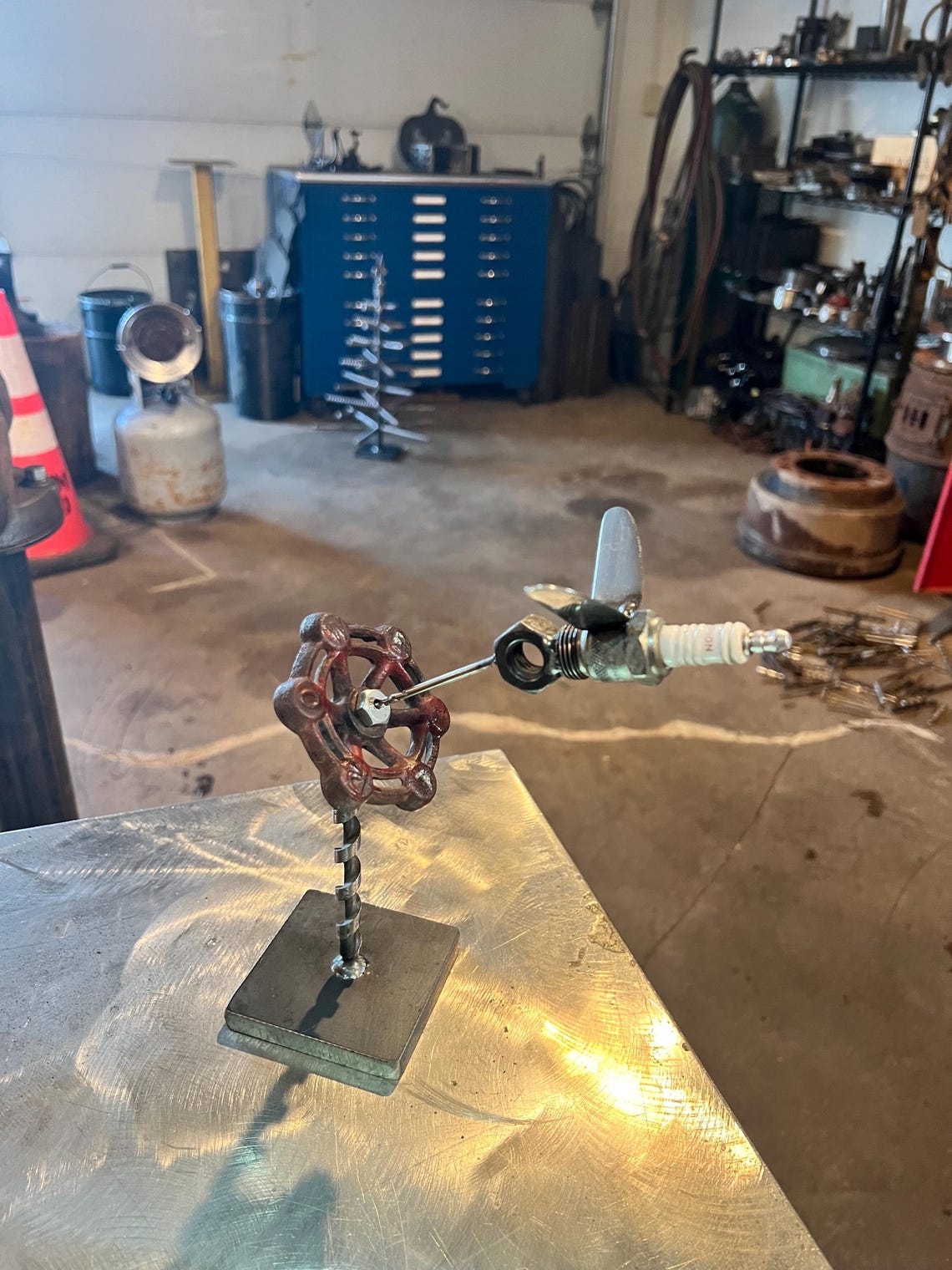 Spark Plug Hummingbird & Flower Sculpture – Removable – Recycled Steel ...