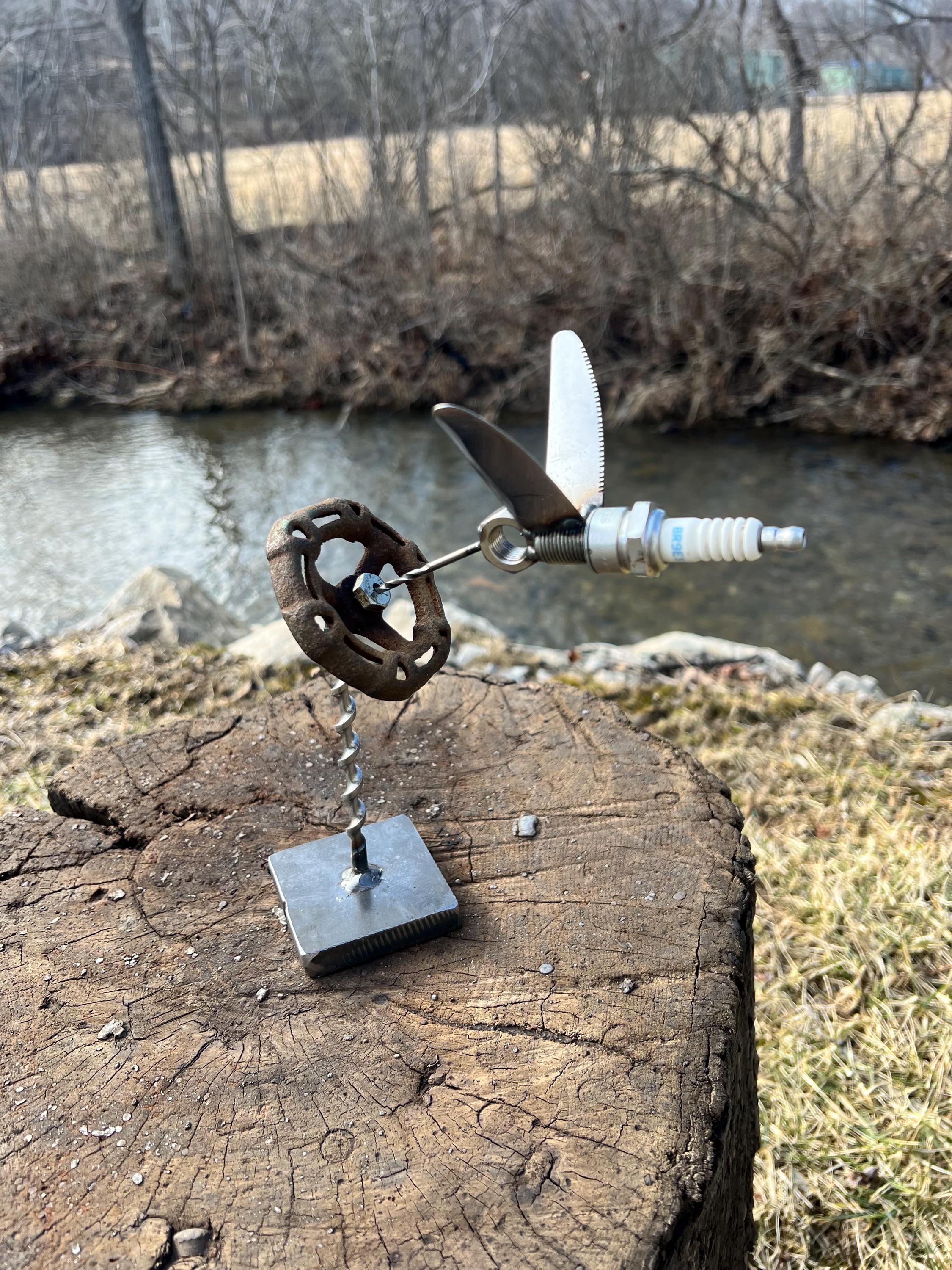 Spark Plug Hummingbird & Flower Sculpture – Removable – Recycled Steel ...