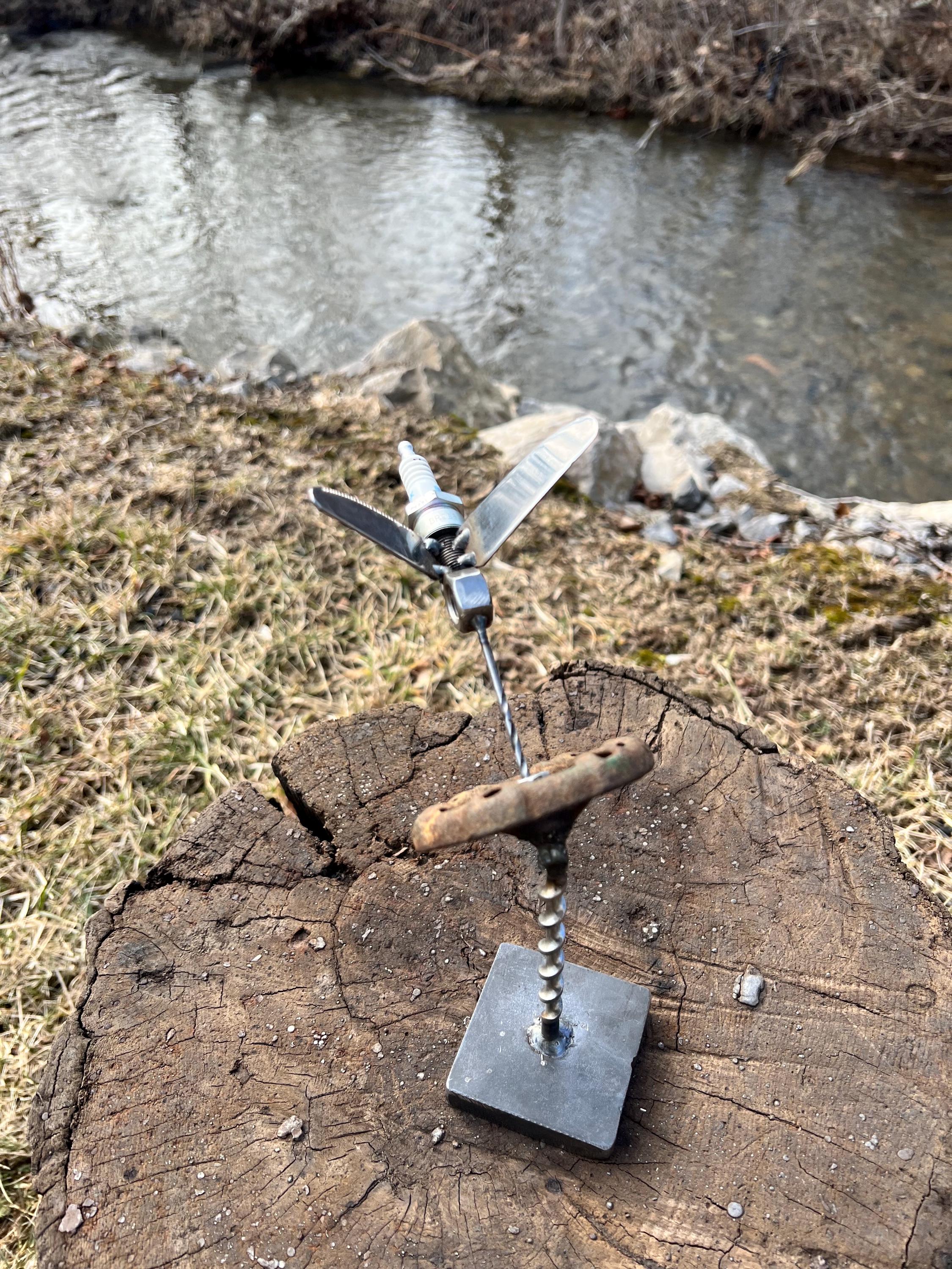 Spark Plug Hummingbird & Flower Sculpture – Removable – Recycled Steel ...