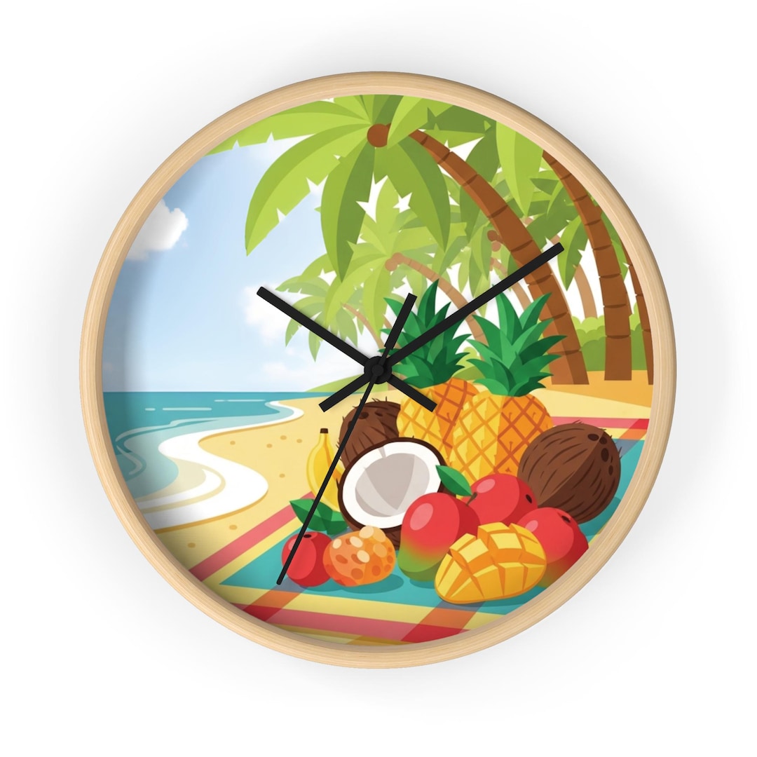 Tropical Wall Clock, Exotic Timepiece, Island Decor, Hawaiian Clock ...
