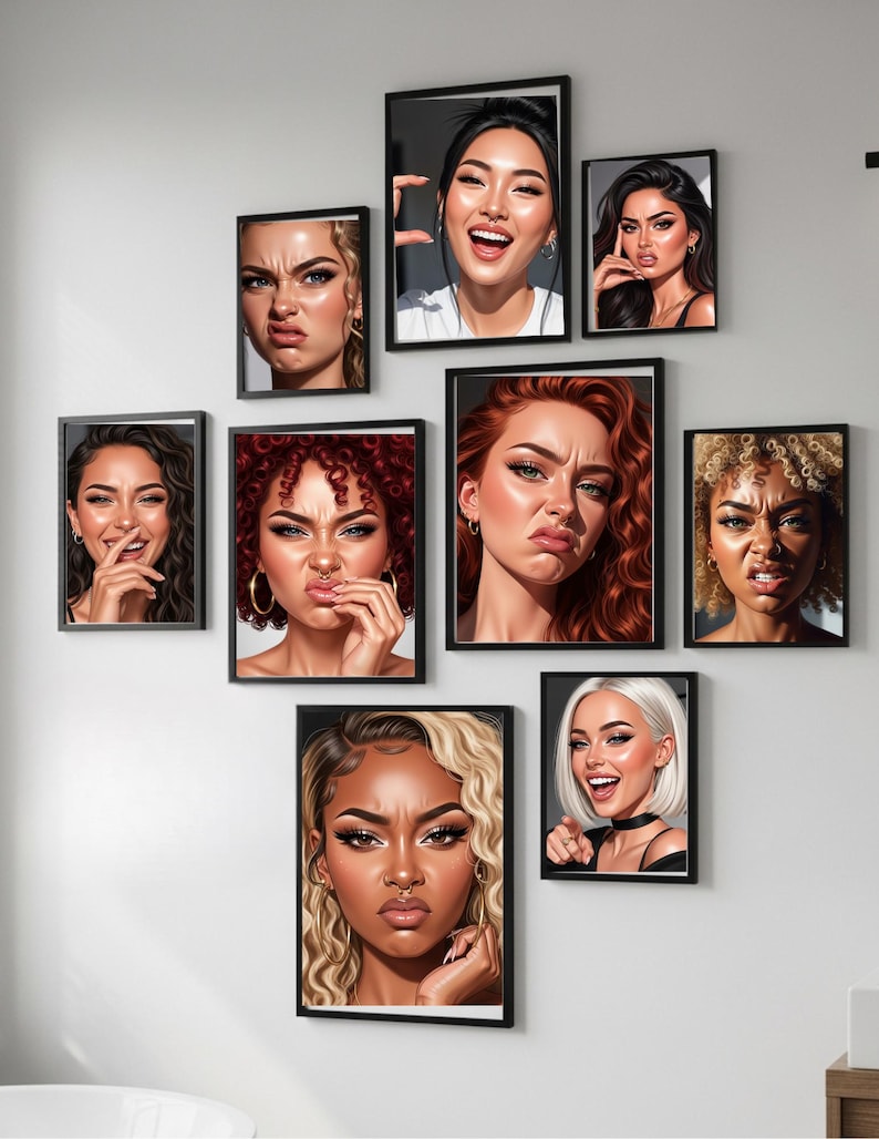 Baddie Stink Face Wall Art, Stank Face Wall Art, Funny Caricature ...