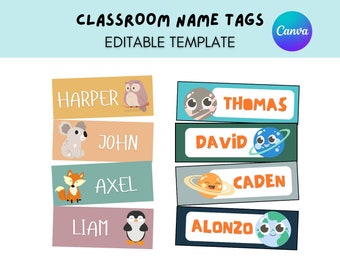 Classroom Name Tags Templates, Printable Elementary School Name Tags ...