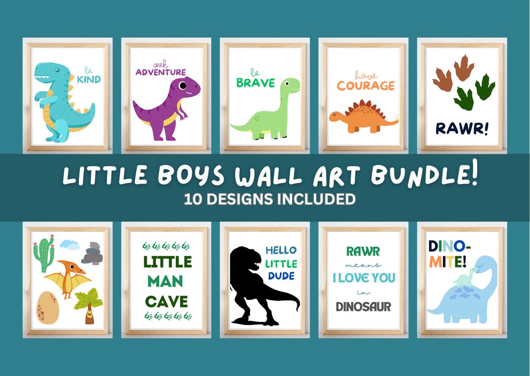 Little Boys Wall Art, Little Dinosaur Boy Print, Dinosaur Prints ...