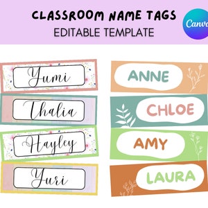 Classroom Name Tags Templates, Printable Elementary School Name Tags ...