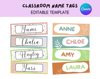 Classroom Name Tags Templates, Printable Elementary School Name Tags ...