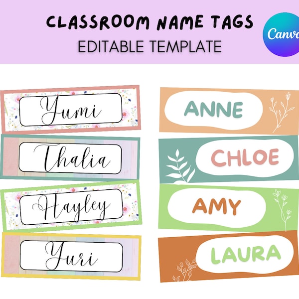 Classroom Name Tags Templates, Printable Elementary School Name Tags ...
