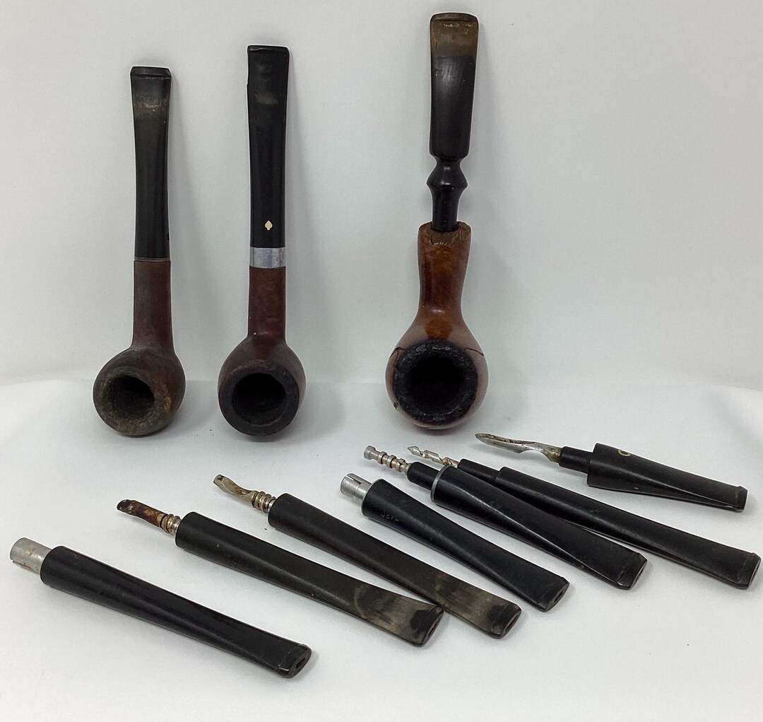 Vintage Old Pipes & 7 Old Stems Anderson Free Hand Briar Dr. Grabow ...