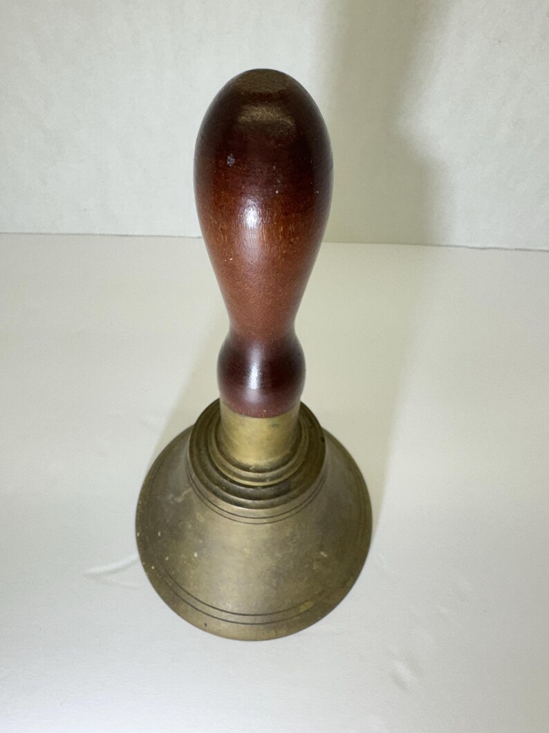 Vintage Brass Hand Bell With Wooden Handle, 10" School Bell - Etsy