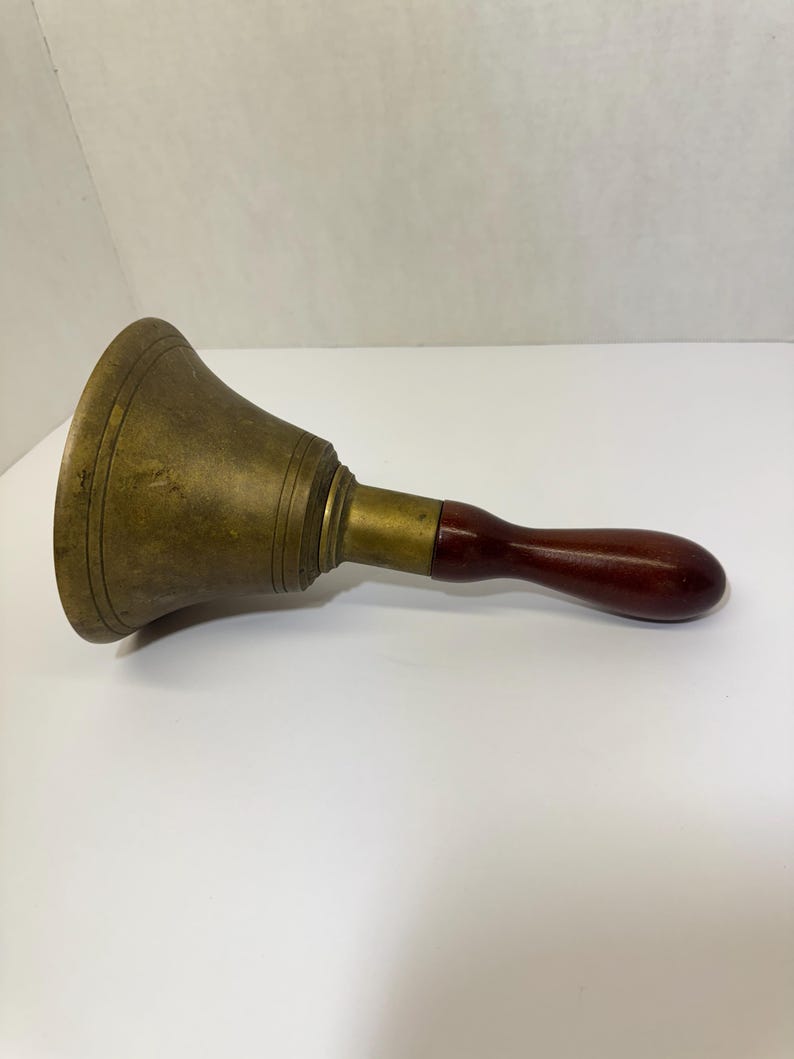Vintage Brass Hand Bell With Wooden Handle, 10" School Bell - Etsy