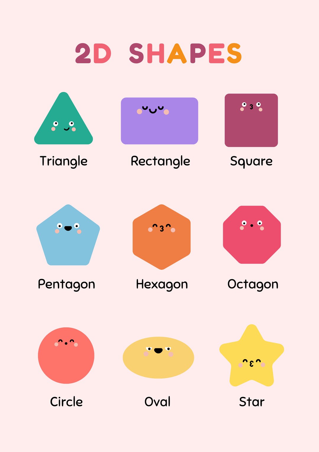 Geometric Shape Learning Poster for Kids Printable Educational Wall Art ...