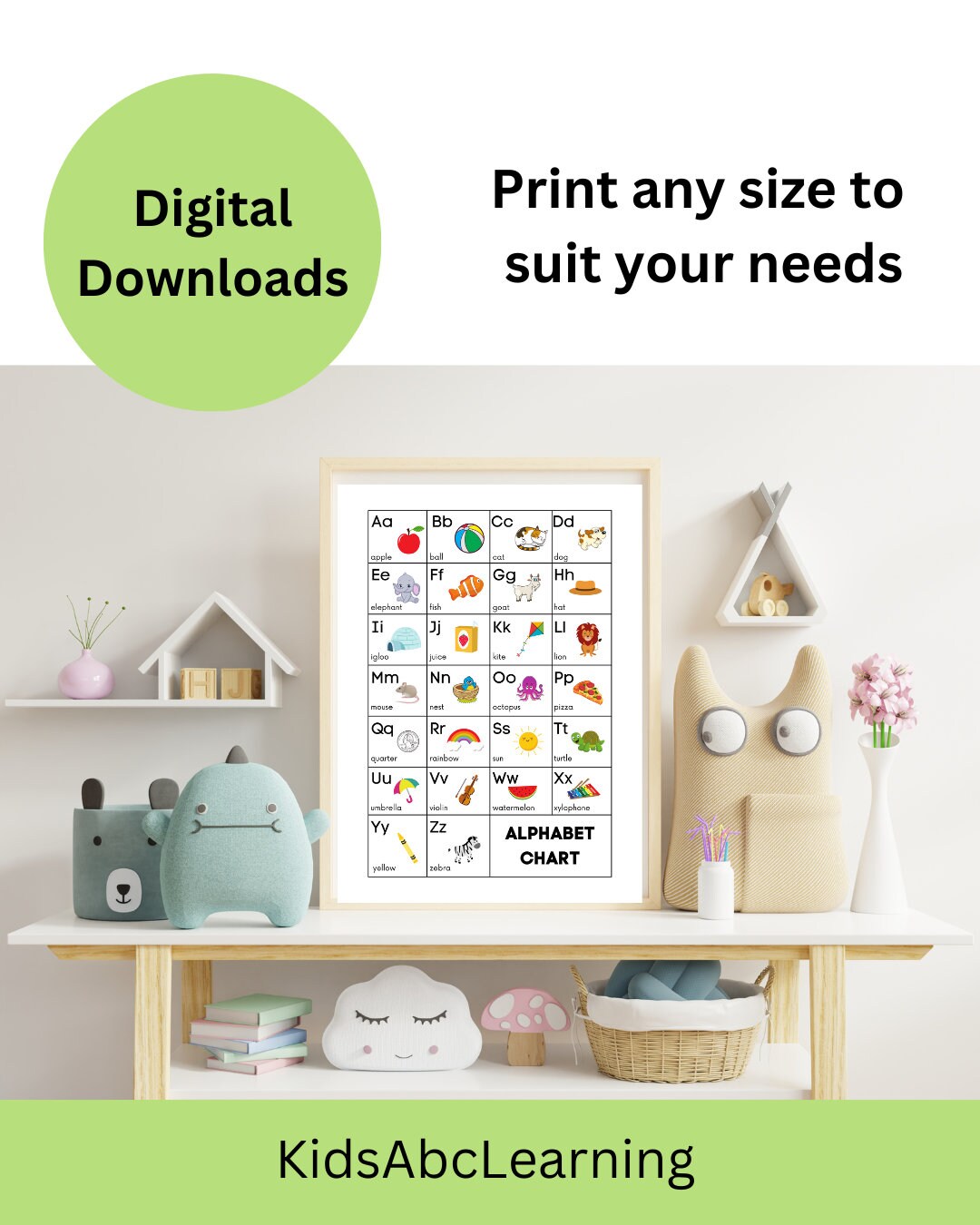 Alphabet Poster Educational A-Z Poster for Homeschool Nursery Classroom ...