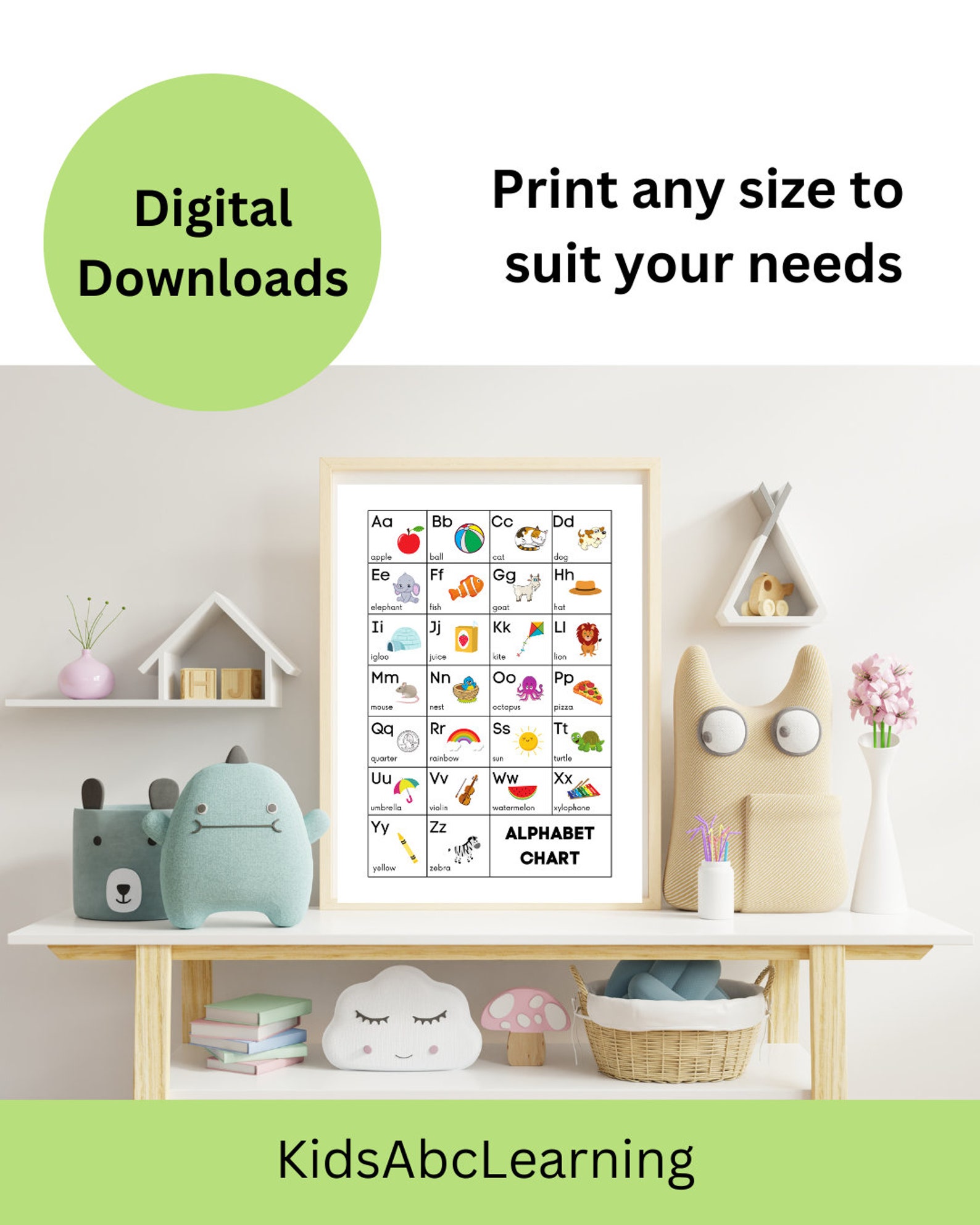 Alphabet Poster Educational A-Z Poster for Homeschool Nursery Classroom ...