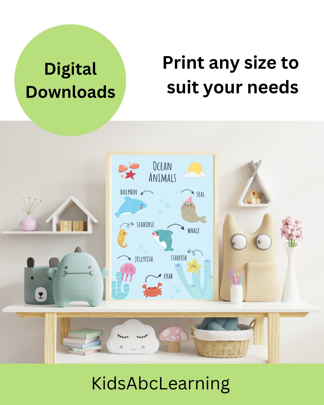 Printable Animal Poster Ocean Animals Poster Educational Poster ...