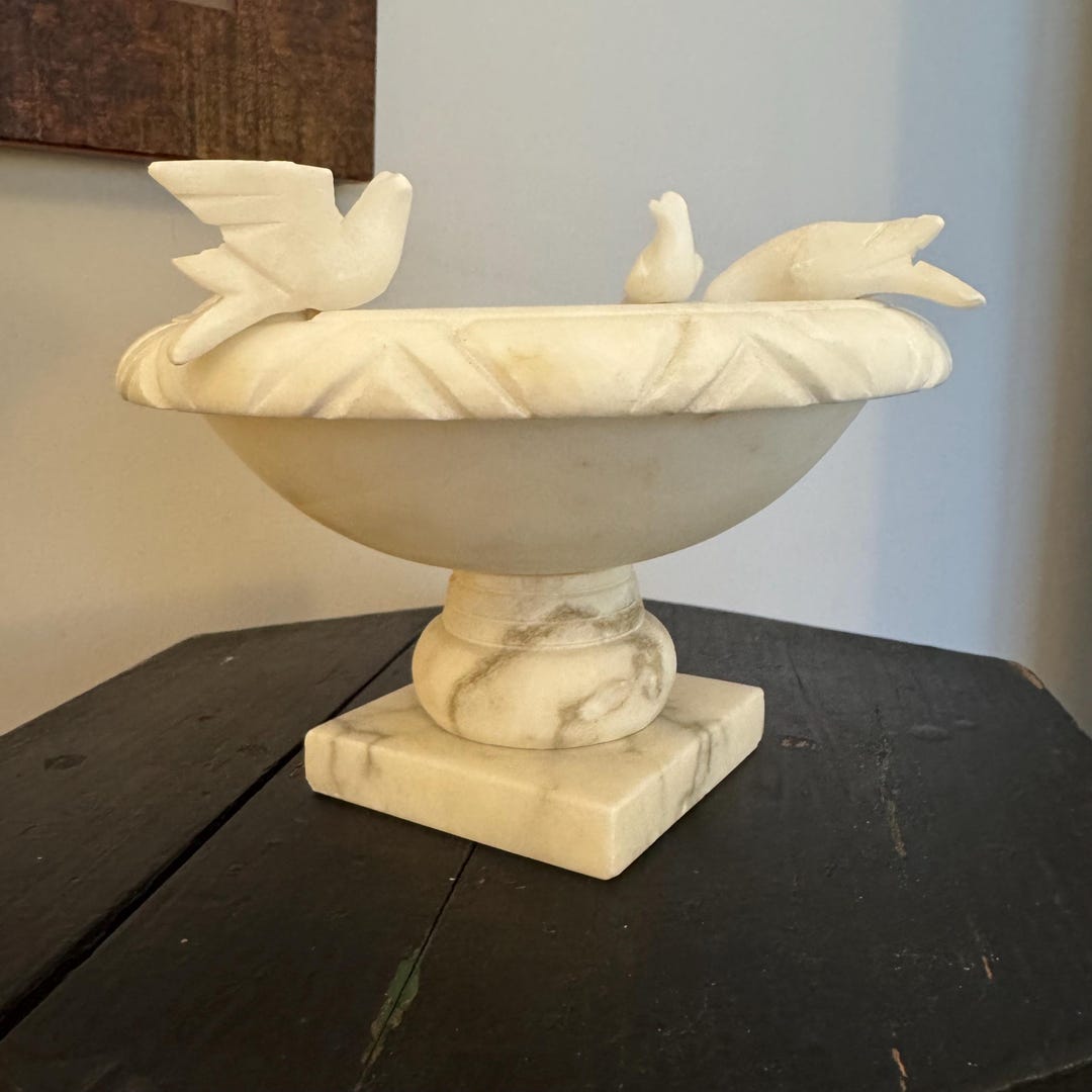 Vintage Italian Carved Alabaster Bird Bath Dish, No. 2 | Midcentury - Etsy