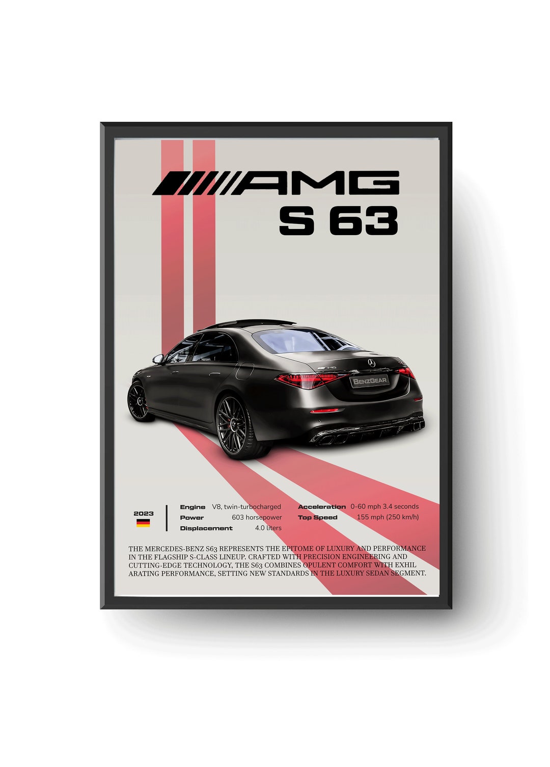 Mercedes-benz S63 Poster Luxury Car Wall Art, High-quality Print ...