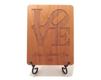 Personalized Wooden Valentine's Day Card Real Wood | Etsy