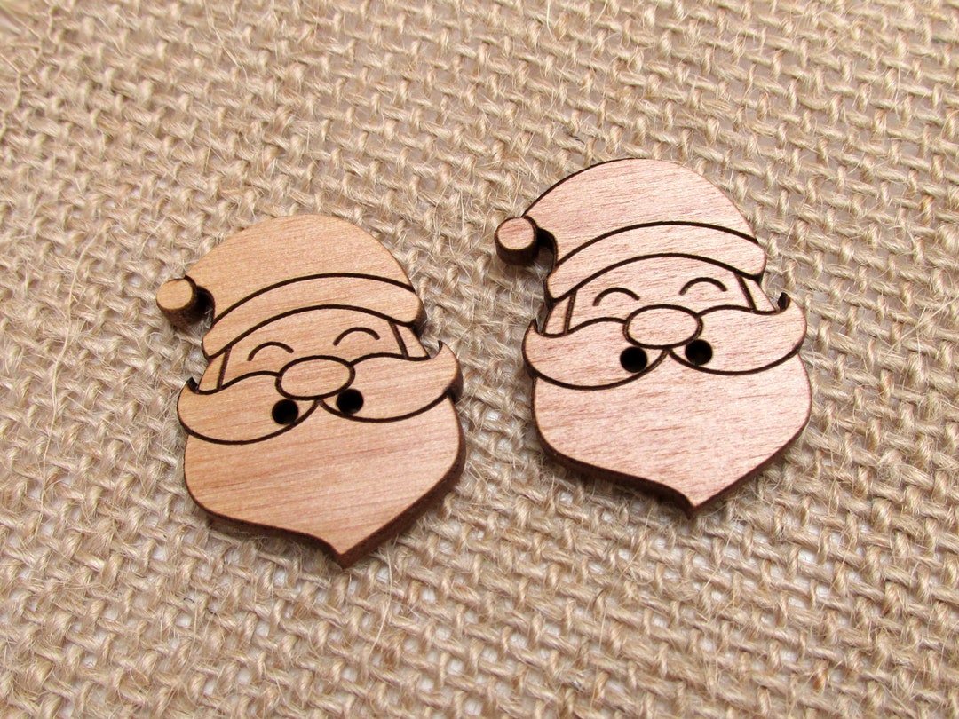Wooden Santa Buttons - Laser Engraved Wood Christmas Buttons - Etsy