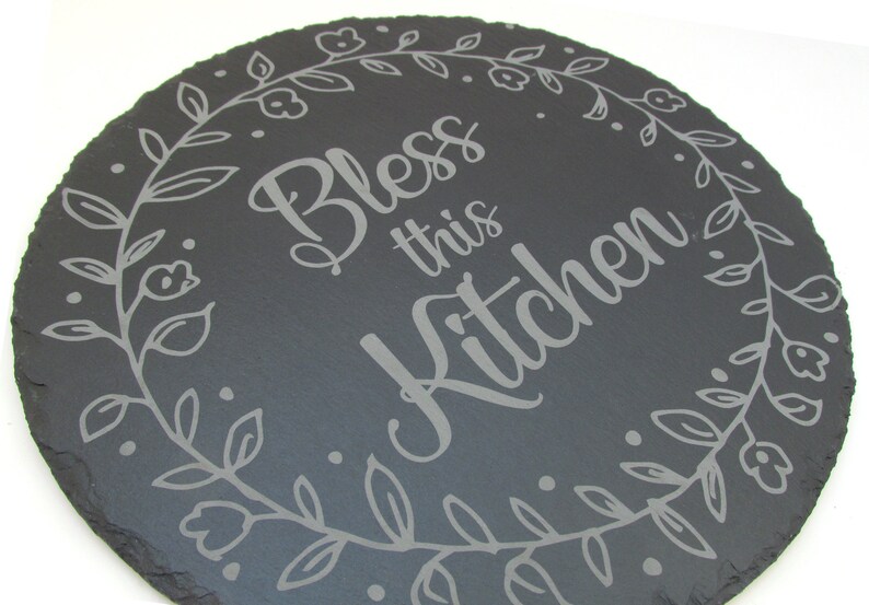 Slate Trivet - Slate Hot Pad - Slate Pot Holder - Bless This Kitchen - Etsy