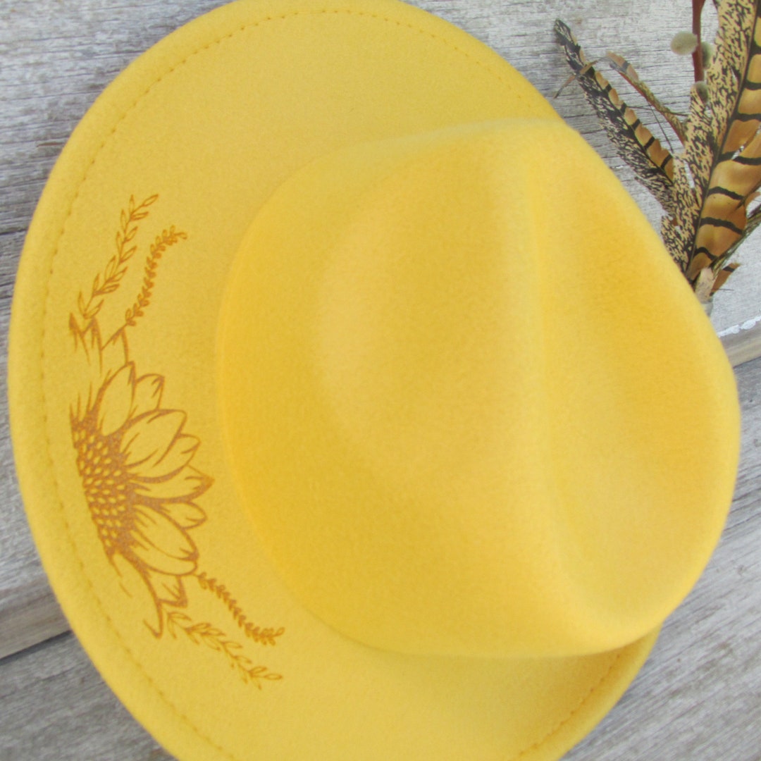 Burned Felt Hat - Laser Engraved Cowboy Hat Fedora - Sunflower Hat - Etsy