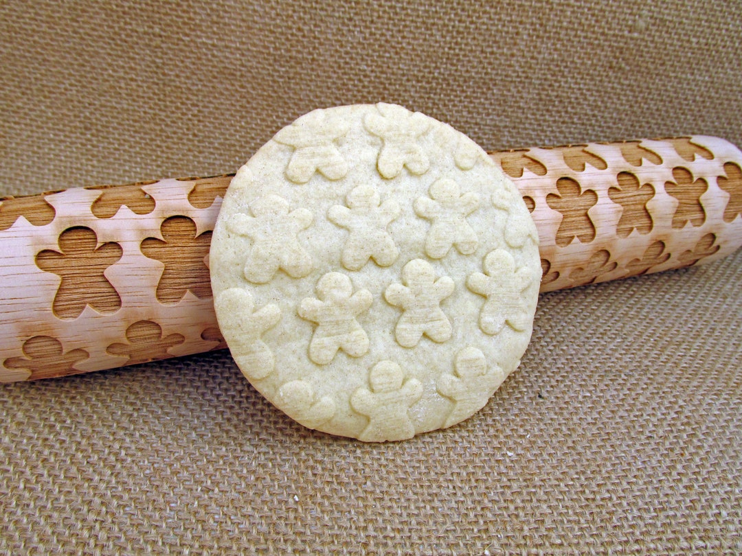 Gingerbread Man Rolling Pin - Christmas Cookie Stamp - Engraved ...