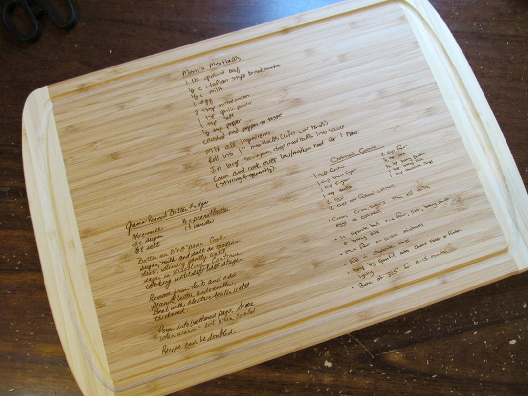 Large Handwritten Engraved Cutting Board - Personalized Bamboo Cutting ...