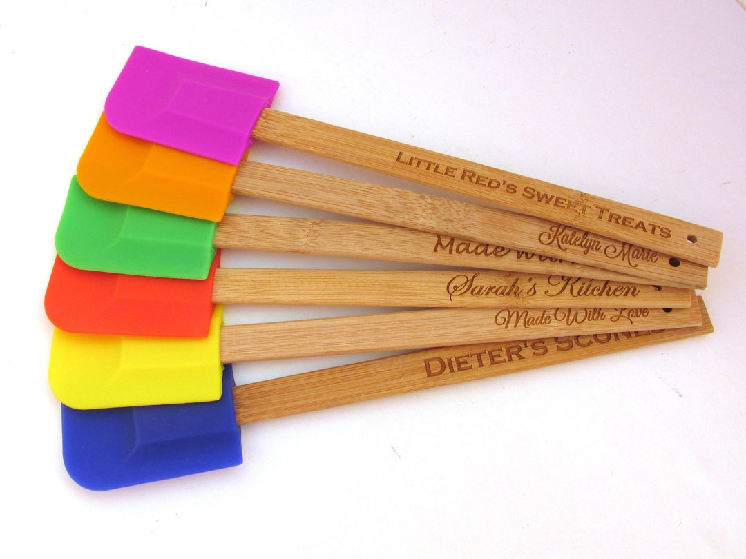 Personalized Engraved Spatula - Wood and Silicone Scraper (1 Spatula ...
