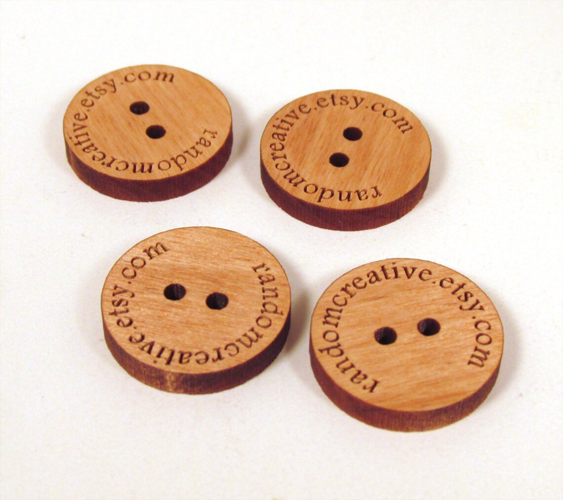 Custom Wooden Buttons Your Shop Name or Logo 10 Buttons - Etsy