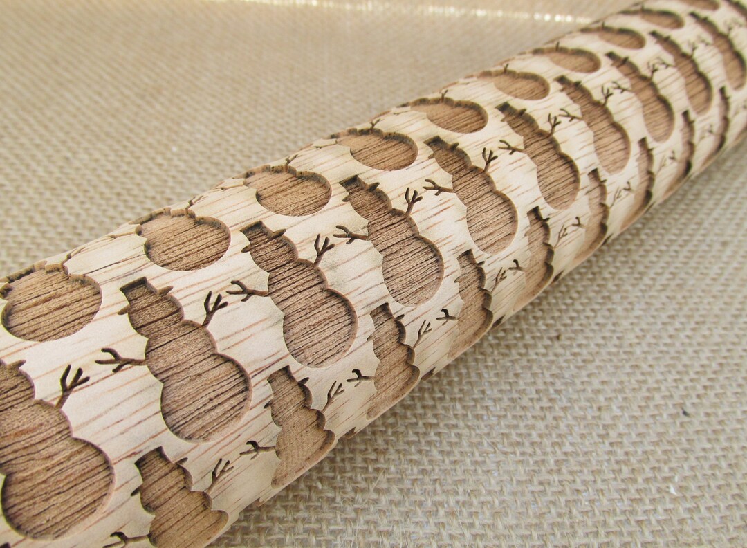 Snowman Rolling Pin - Christmas Cookie Stamp - Engraved Christmas ...