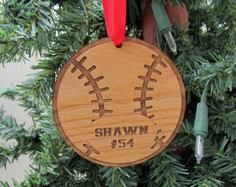 Personalized Wooden Baseball Christmas Ornament - Etsy