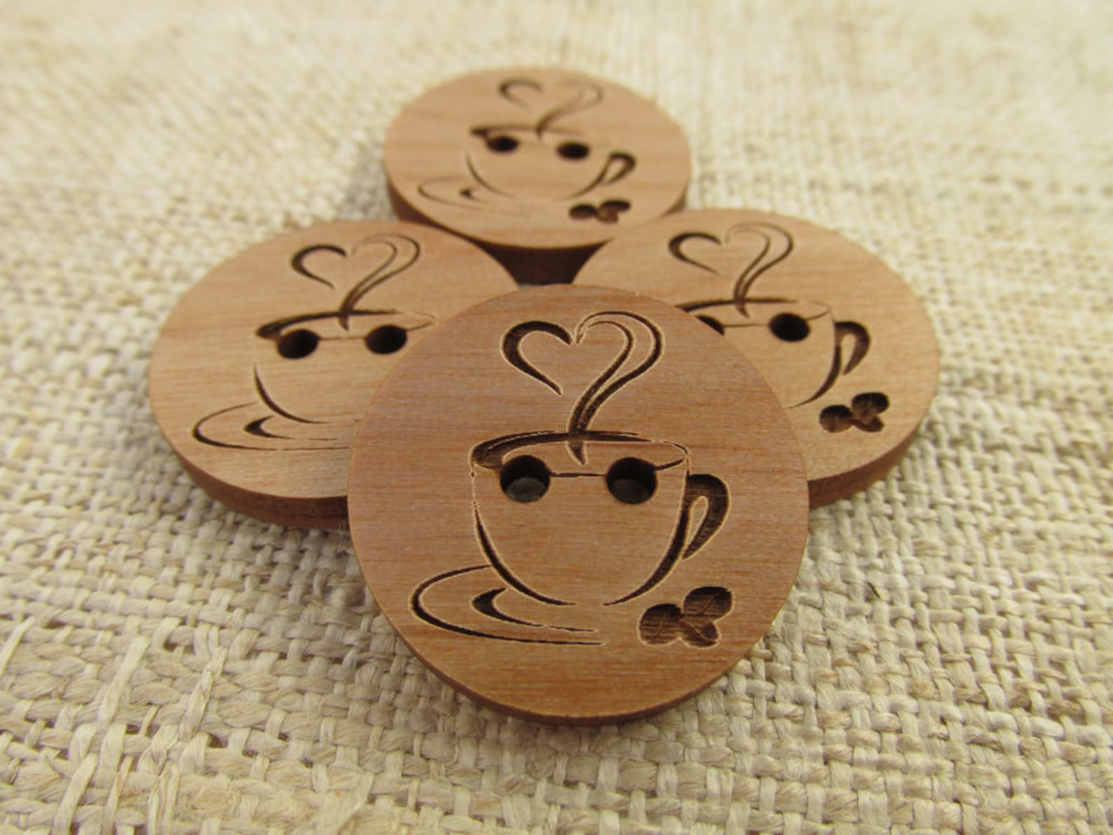 Coffee Wooden Buttons - Engraved Laser Cut Coffee Cozy Buttons - Etsy