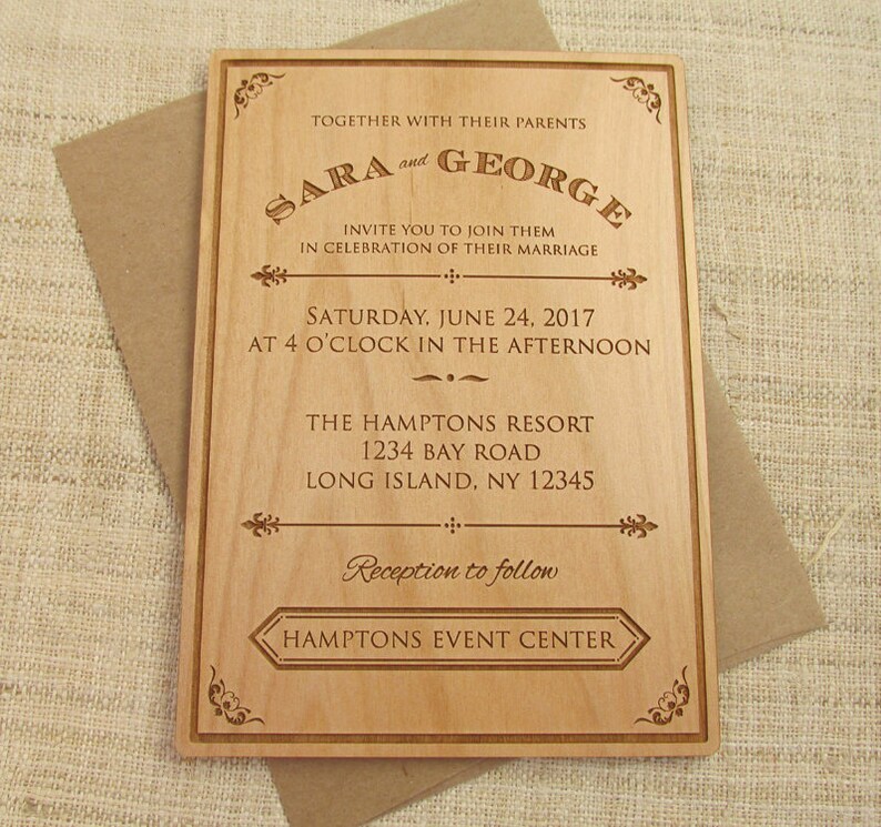 Wood Wedding Invitation Real Wooden Invite Choose Your - Etsy