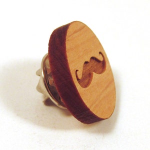 Mustache Wooden Tie Tack Lapel Pin | Etsy