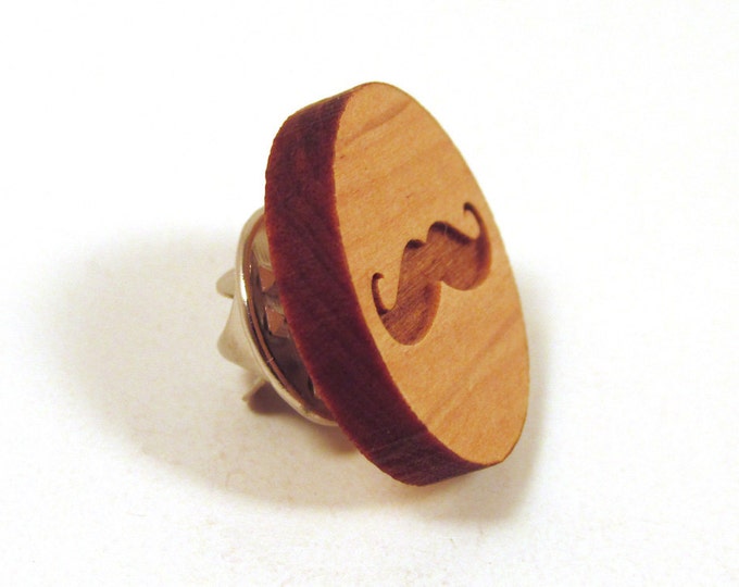 Mustache Wooden Tie Tack Lapel Pin - Etsy