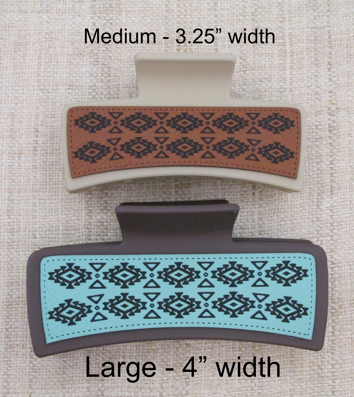 Leather Hair Claw Clip - Engraved Leatherette Hair Clip - Tribal Aztec ...