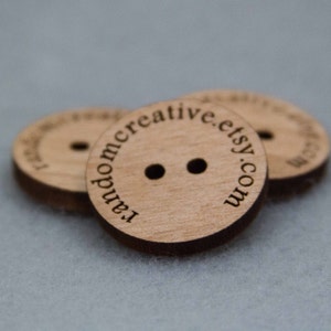 50 Custom Wooden Buttons - Your Shop Name or Logo - Etsy