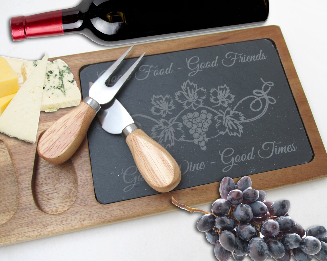 Slate and Wood Cheese Board Slate Cutting Board | Etsy