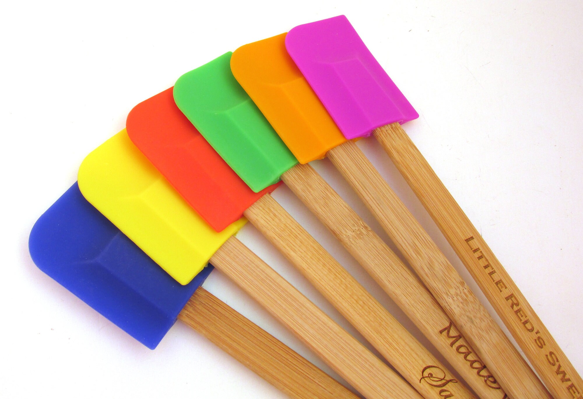 Personalized Engraved Spatula Wood and Silicone Scraper | Etsy