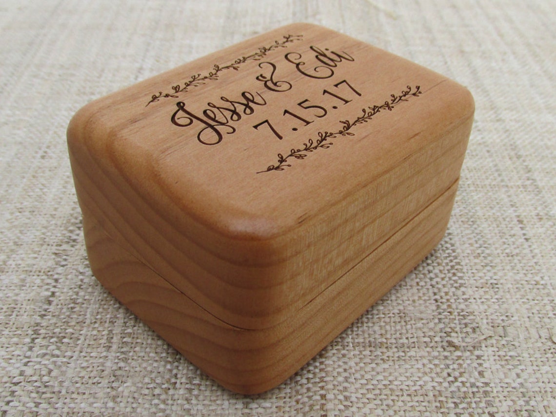 Personalized Wooden Ring Box - Engraved Wood Ring Box - Engagement Ring ...