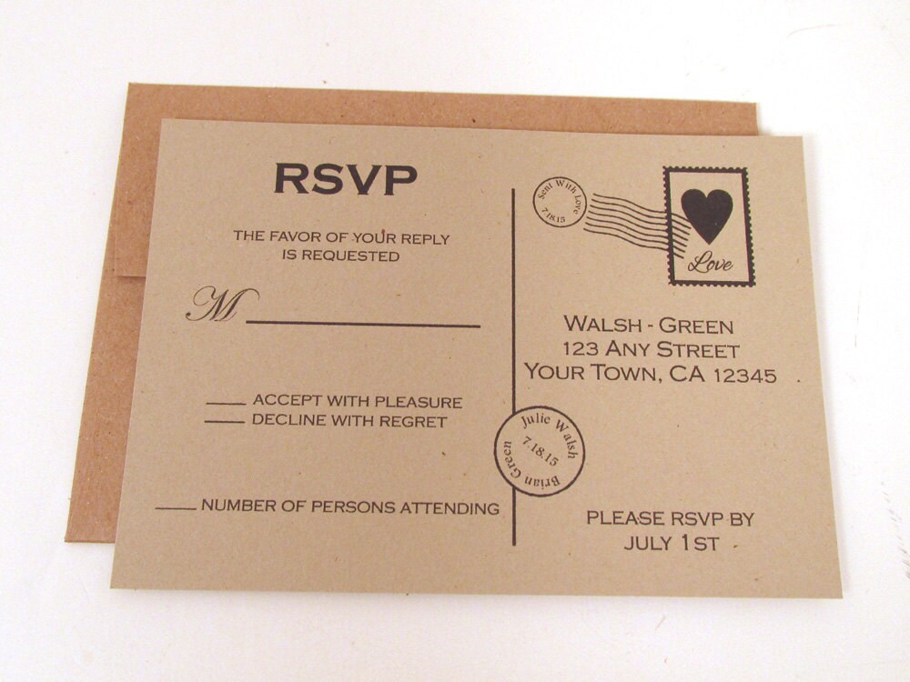 Postcard Wooden Wedding Invitation Real Wood Invite | Etsy