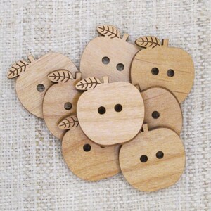 Wooden Apple Buttons - Laser Engraved Wooden Buttons - Etsy