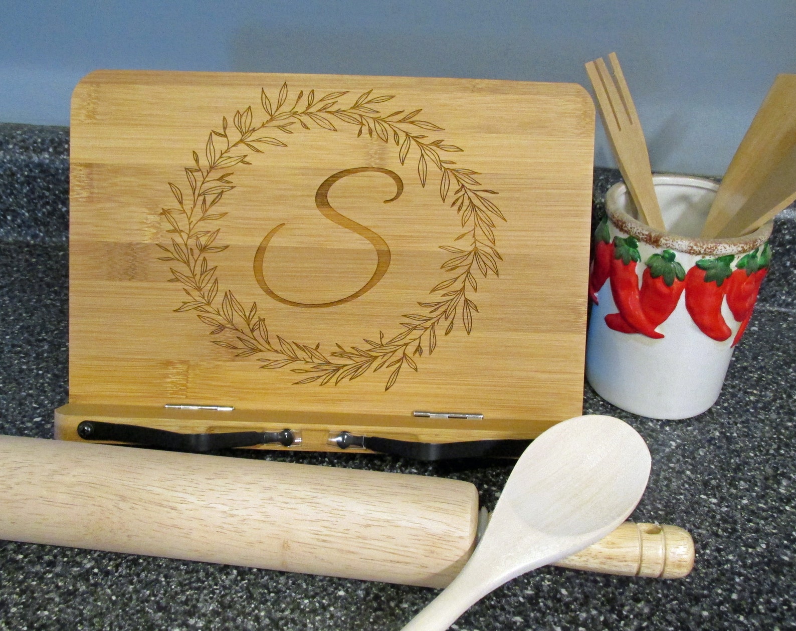 Personalized Book Stand Engraved Bamboo Recipe Stand - Etsy
